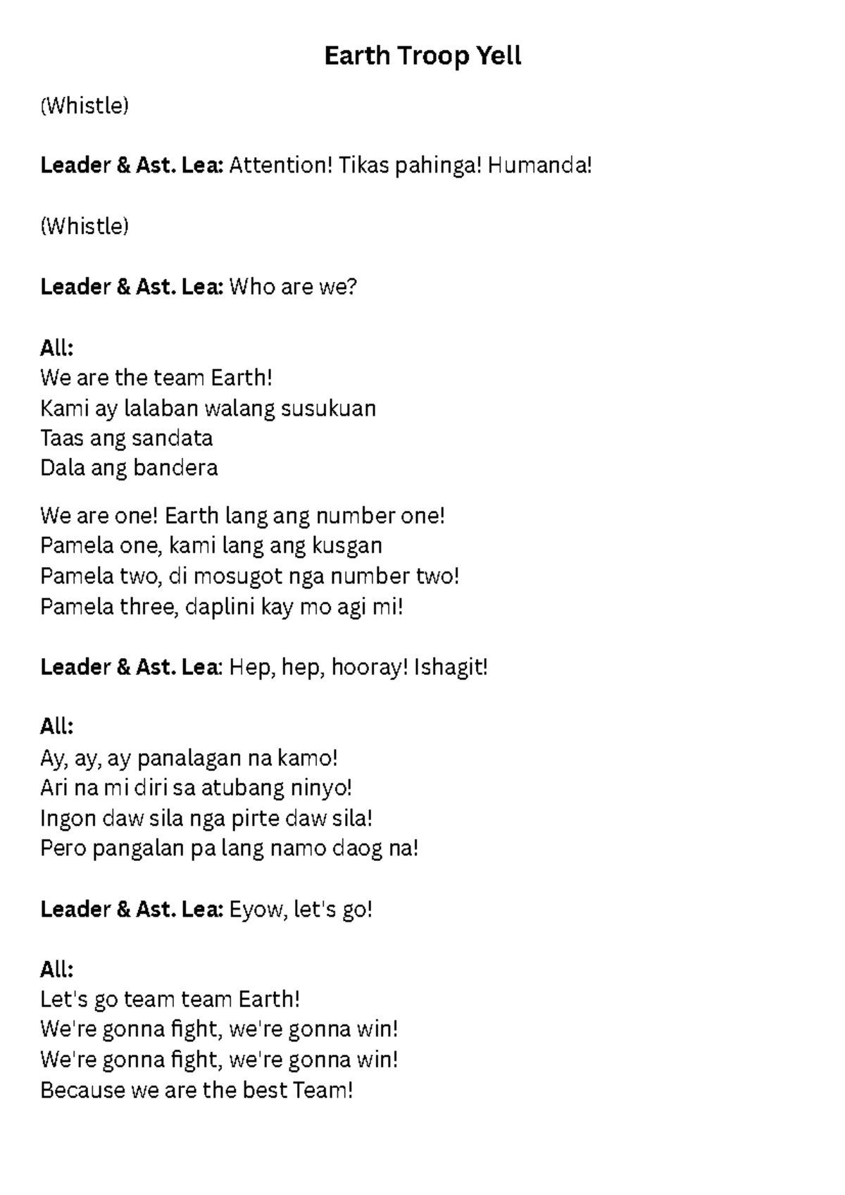 mkmkllrtfyghuji - Earth Troop Yell (Whistle) Leader & Ast. Lea ...