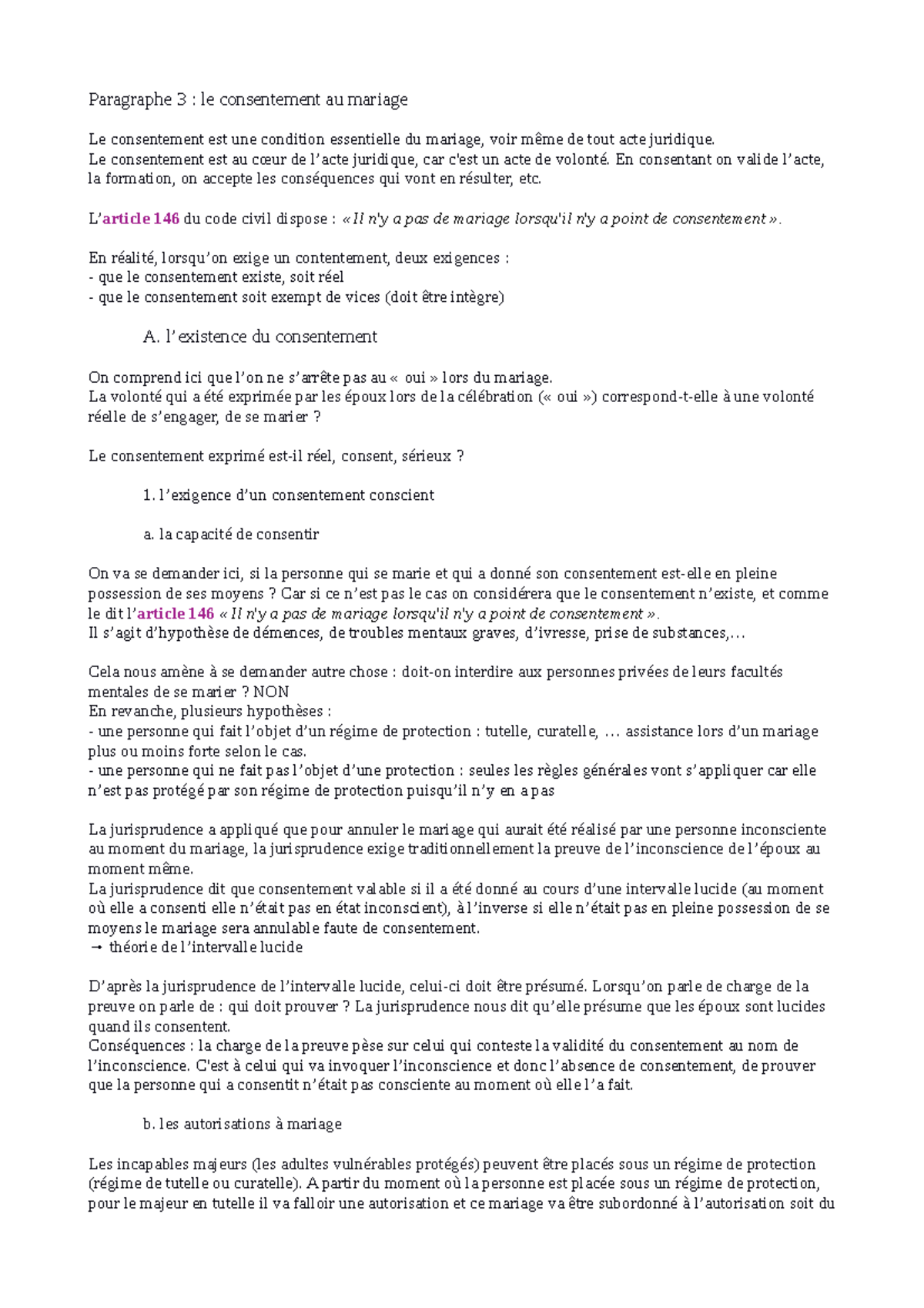 Le consentement du mariage - Paragraphe 3 : le consentement au mariage ...