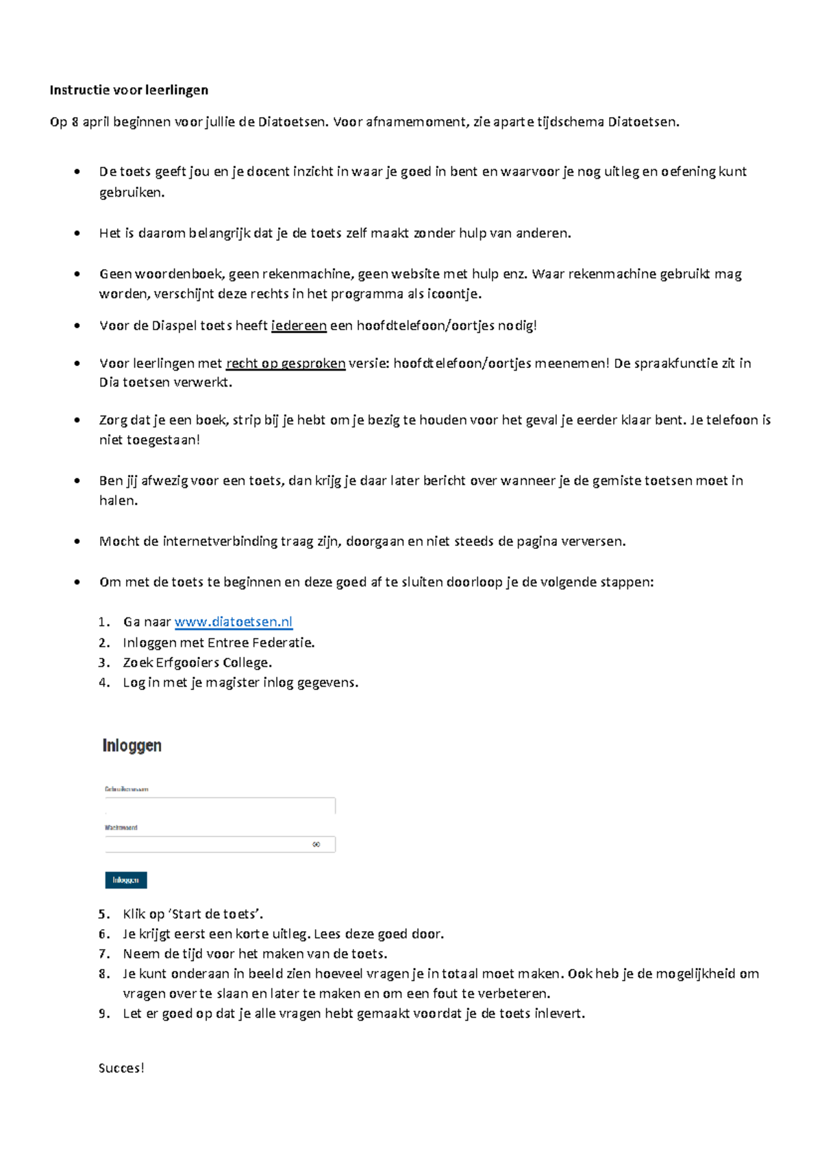 Instructie leerlingen Diatoets april mei 2024 - Instructie voor ...