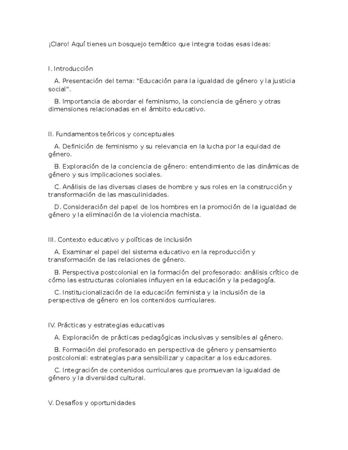 Bosquejo Topico - Apuntes - ¡Claro! Aquí tienes un bosquejo temático ...