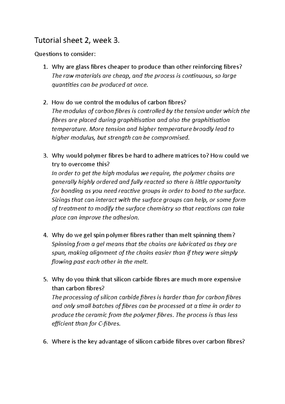 Tutorial Sheet 2 2020 Solutions Tutorial Sheet 2 Week 3 Questions To Consider Why Are