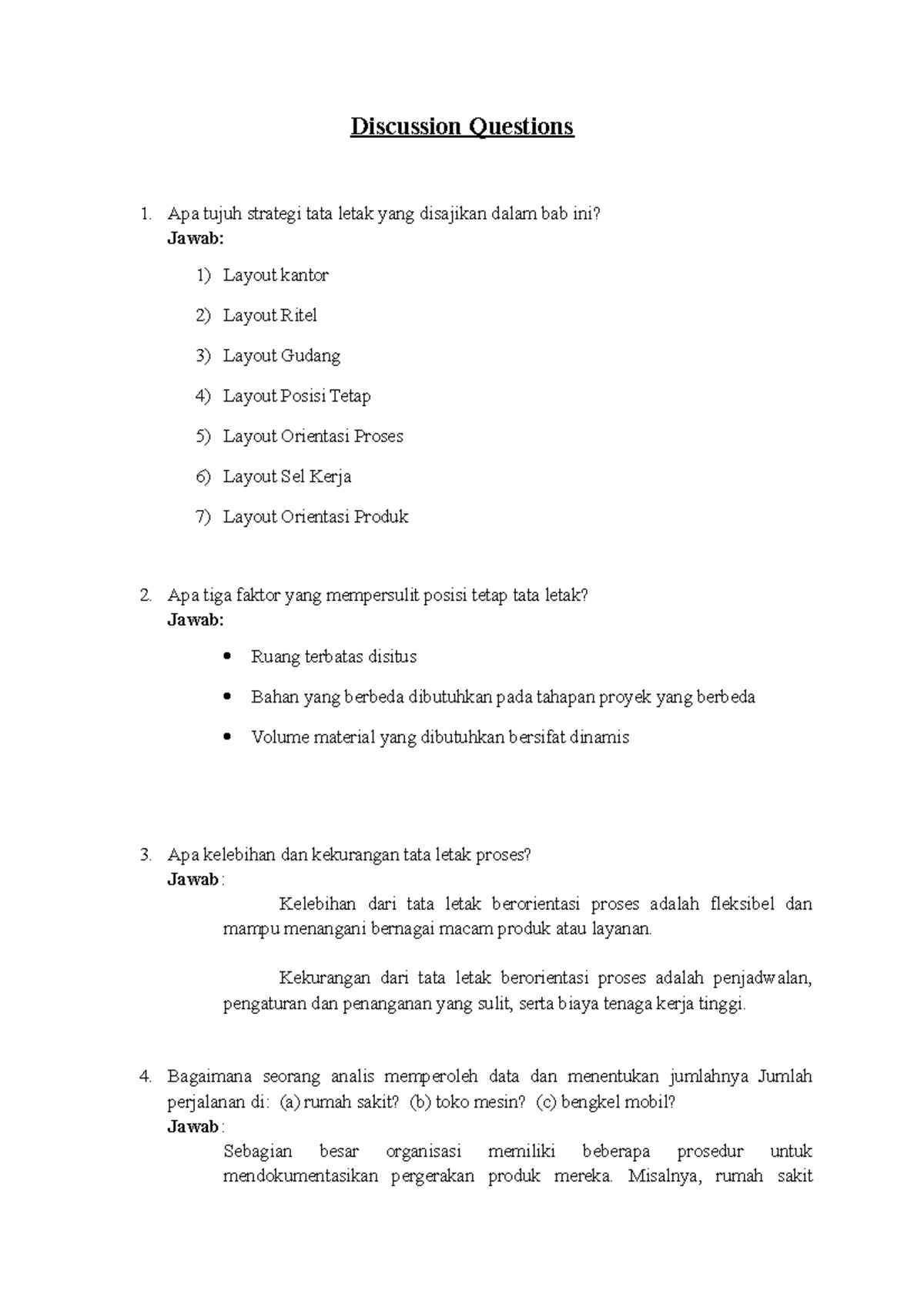 Discussion Question Strategi Tata Letak - Chapter 9. Operation Management by Heizer Render Edisi ...