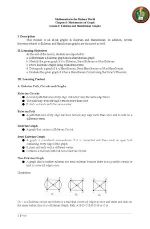MMW Final Examination Reviewer without Solutions - MMW FINALS REVIWER# GRAPH THEORY MATHEMATICS ...