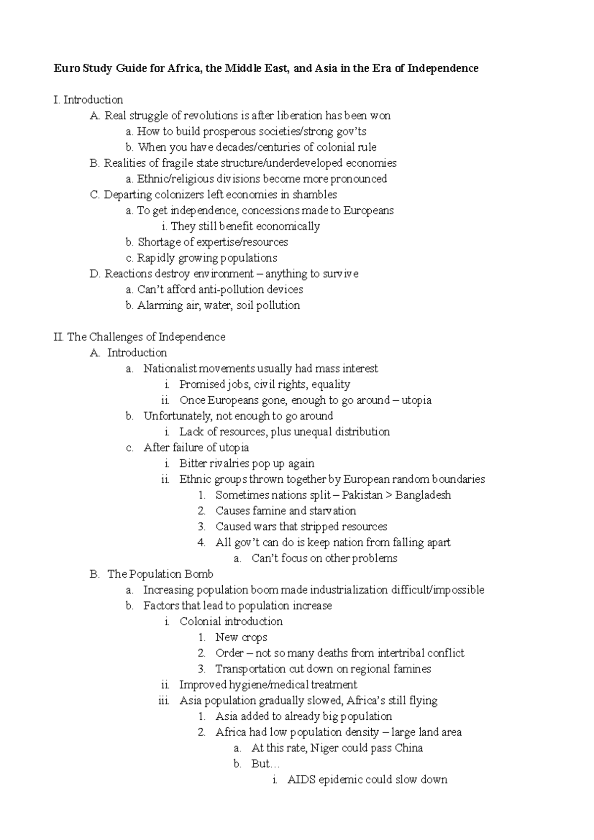 Euro Study Guide for Africa, the Middle East, and Asia in the Era of ...