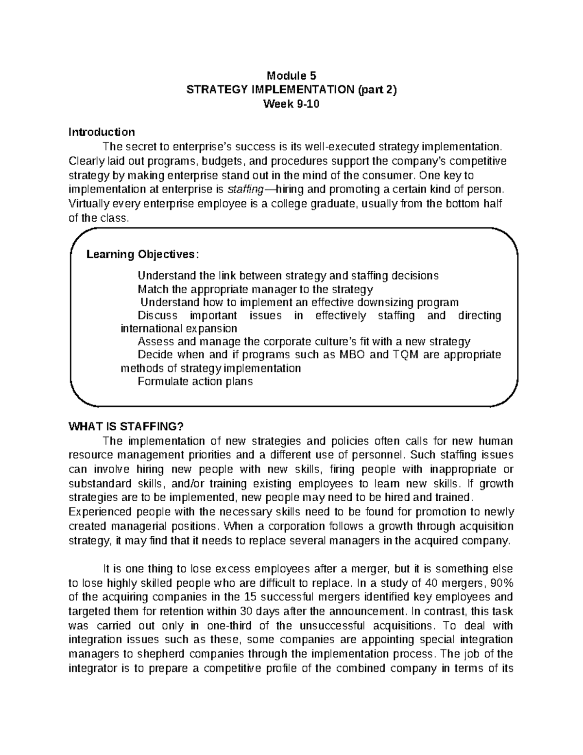 Module 5 - it will make easiert - Module 5 STRATEGY IMPLEMENTATION ...