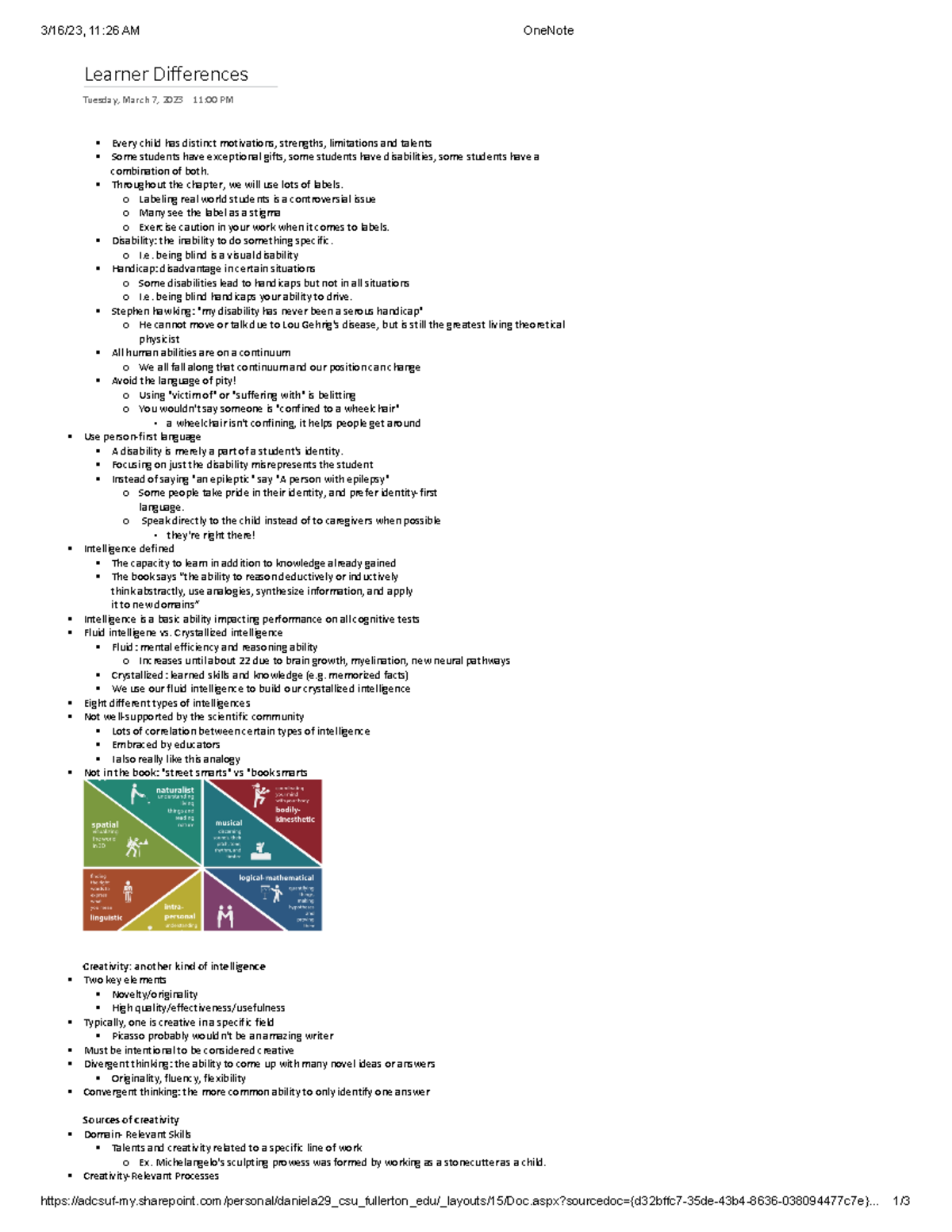 Educational Psychology CH7 - 3/16/23, 11:26 AM OneNote - Studocu