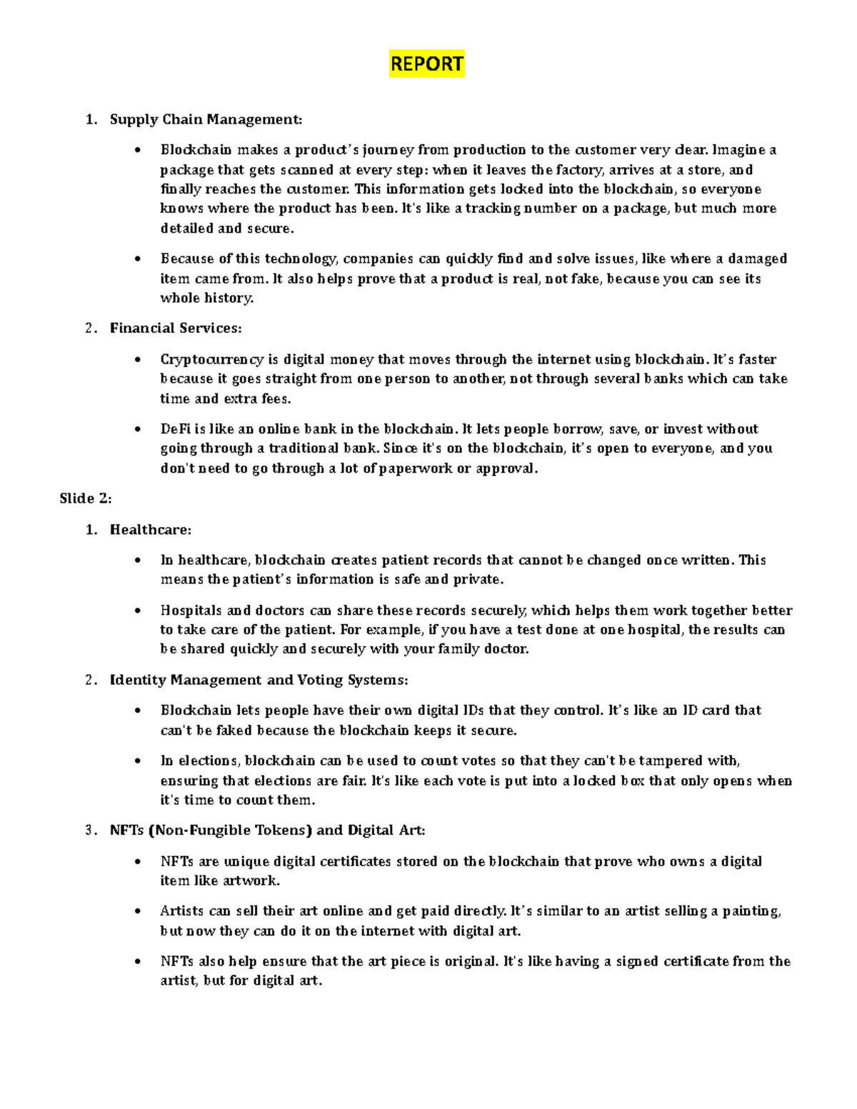 Report Explanation Group 1 Report Supply Chain Management