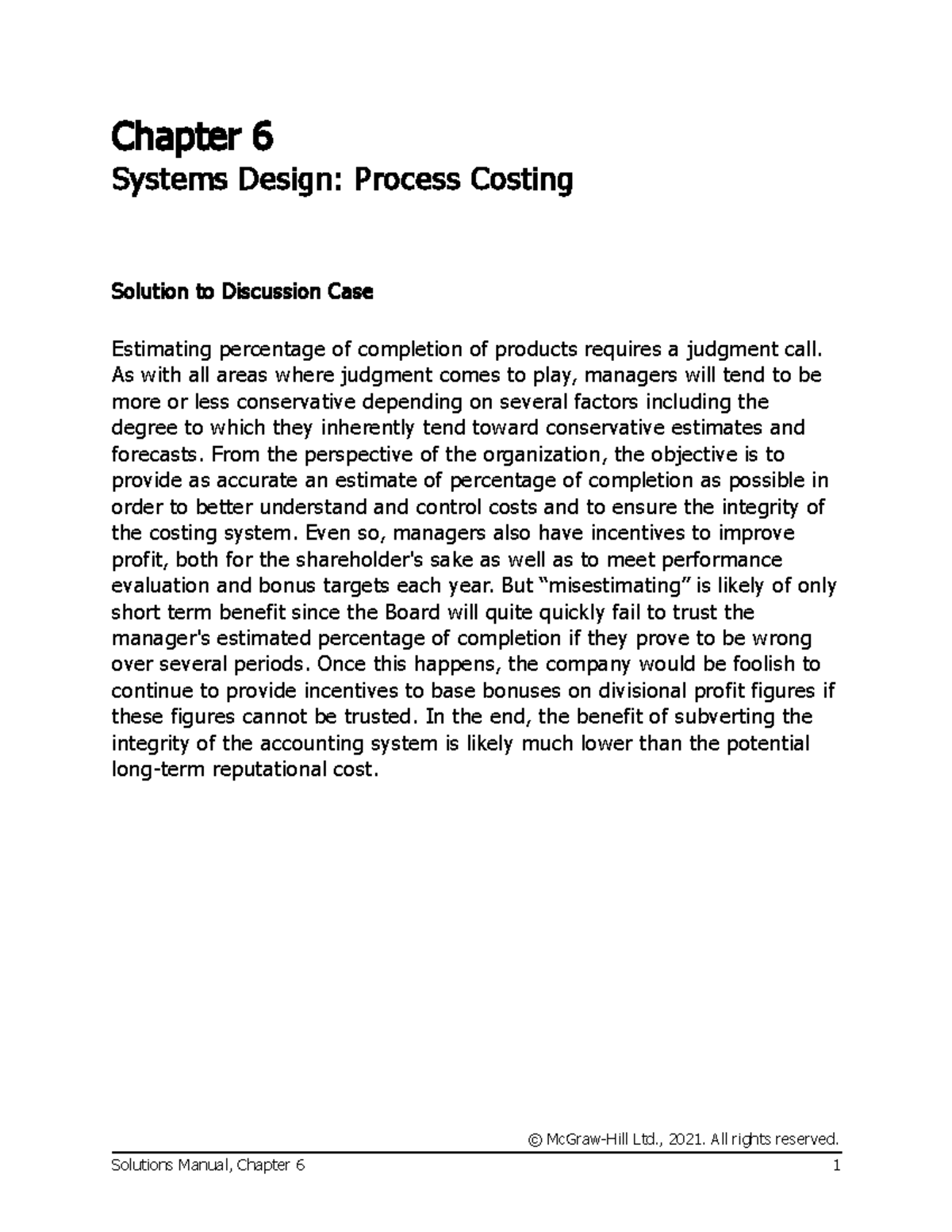 Garrison 12ce SM Ch06 Final - Chapter 6 Systems Design: Process Costing Solution to Discussion ...