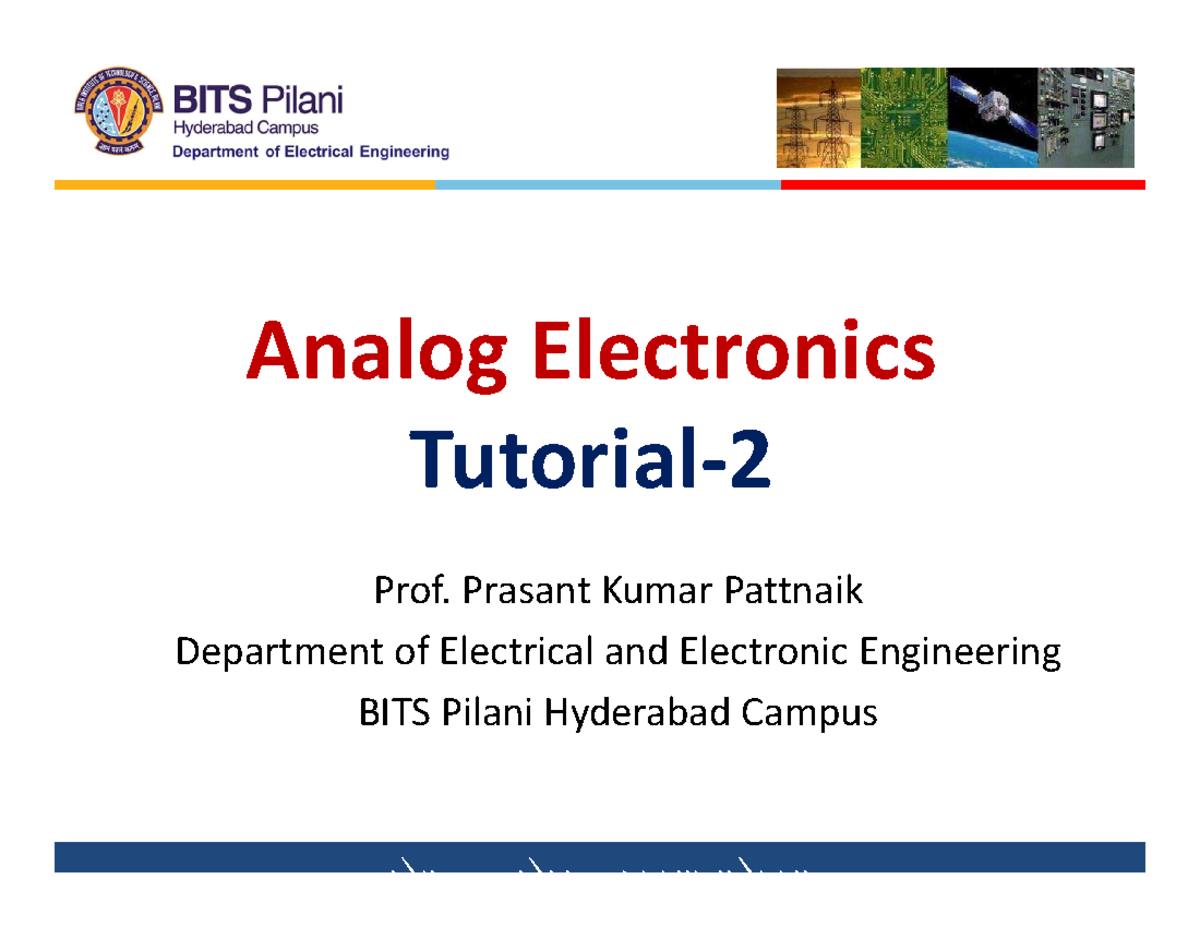 AE Tut-1 31Jan22 - Analog Electronics Practice Problems with solutions ...
