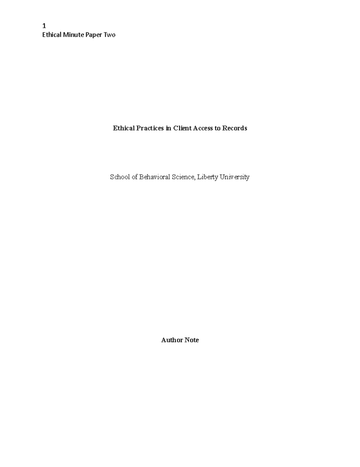 Boone H Ethical Minute Paper two - Ethical Minute Paper Two Ethical ...