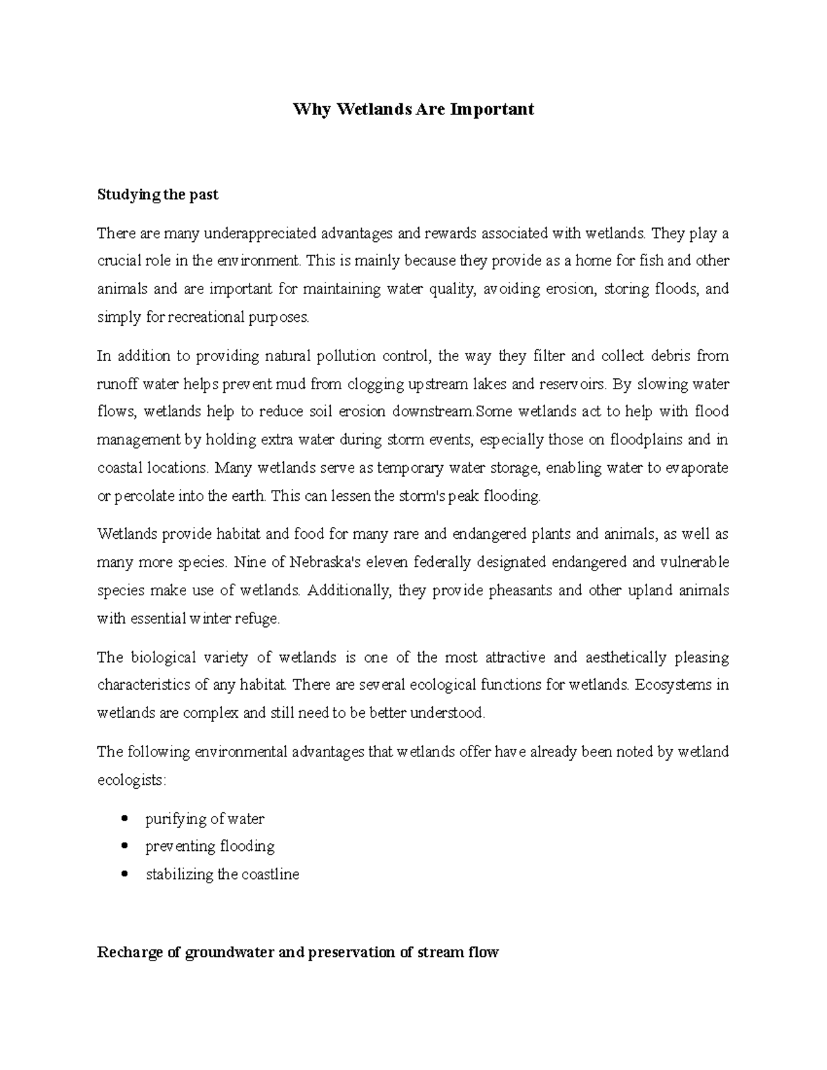 Wetland Resume - the example of summary. - Why Wetlands Are Important ...