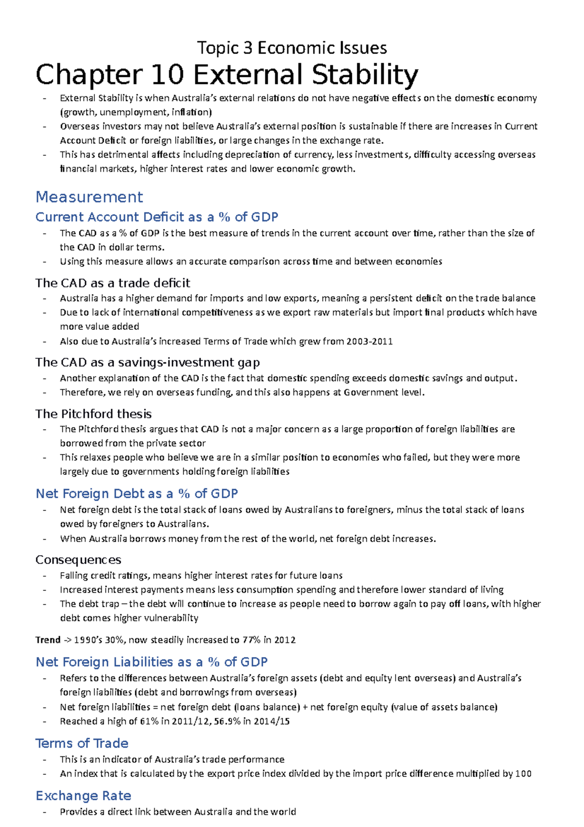 Chapter 10 External Stability Topic 3 Economics Notes - Studocu