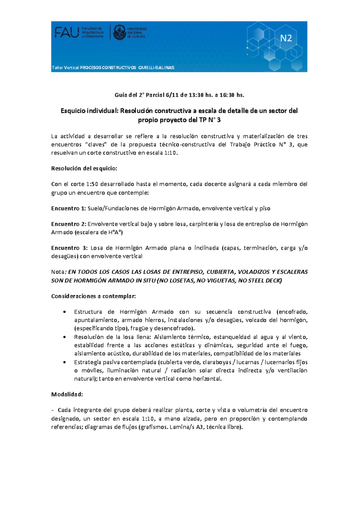 Guía del 2do Esquicio TP3 2024 - N Taller Vertical PROCESOS CONSTRUCTIVOS CARELLI-SALINAS Guía ...