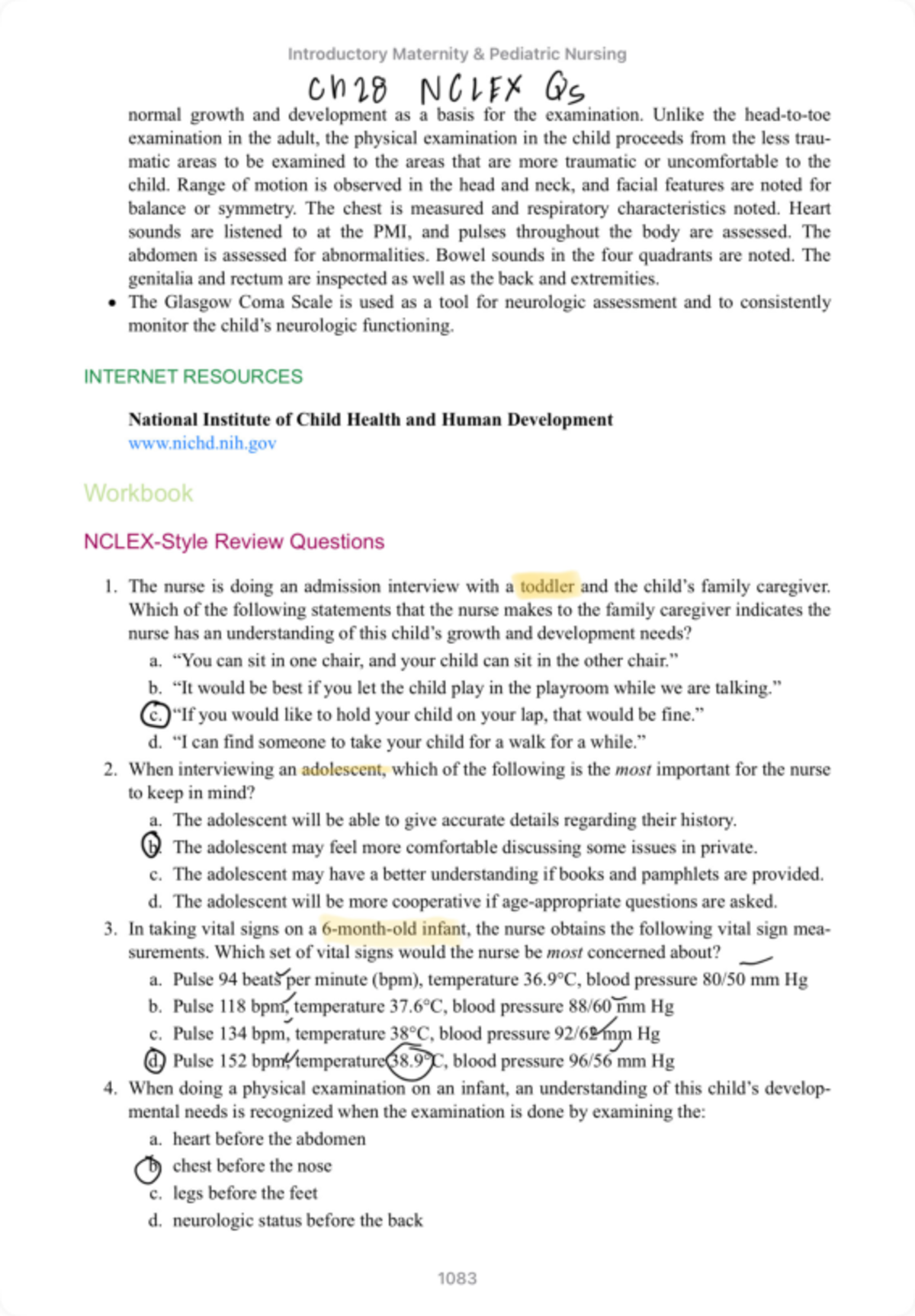 Ch 28 29 maternity pediatric nclex qs - RNRS 193 - Studocu
