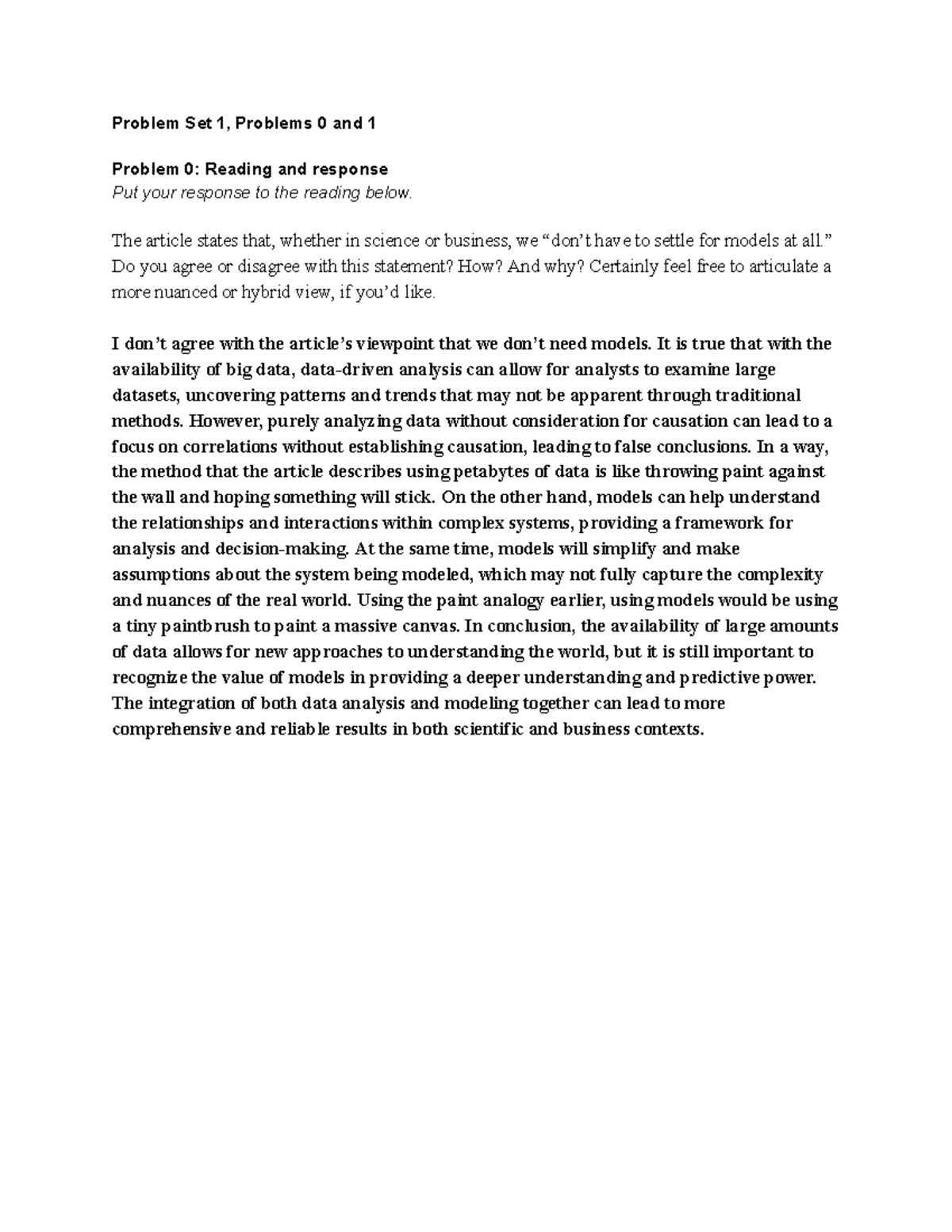 Ps1pr01 Problem Set 1 Problem Set 1 Problems 0 And 1 Problem 0 Reading And Response Put 8014