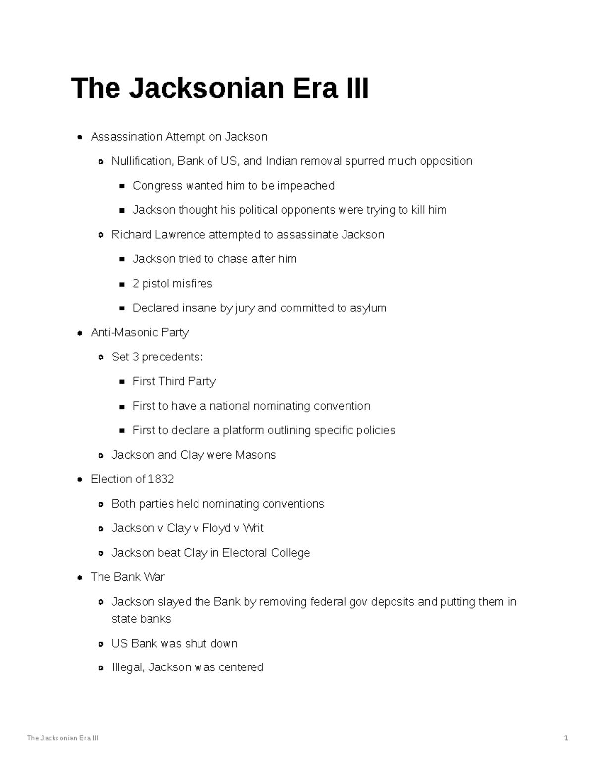 The Jacksonian Era III - The Jacksonian Era III Assassination Attempt ...