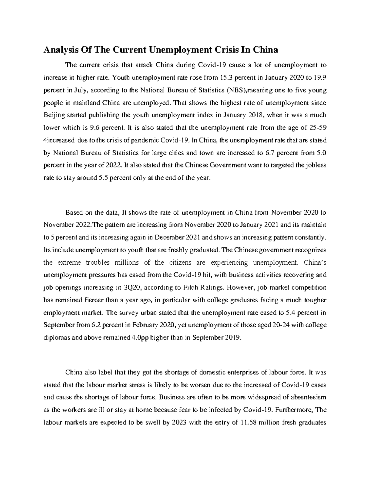 ECO Assignment - CASE STUDY - Analysis Of The Current Unemployment ...