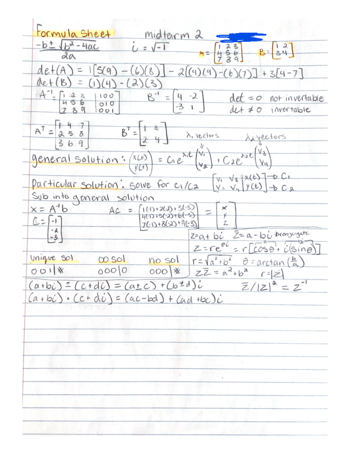 Midterm 2 Formula Sheet - Formula Sheet midtarm 2 -b+ 1b2-4ac i=v-1 2a ...