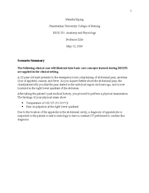 BIOS 252 Case Study Week 4 - 1 Natasha Ngong Chamberlain University ...