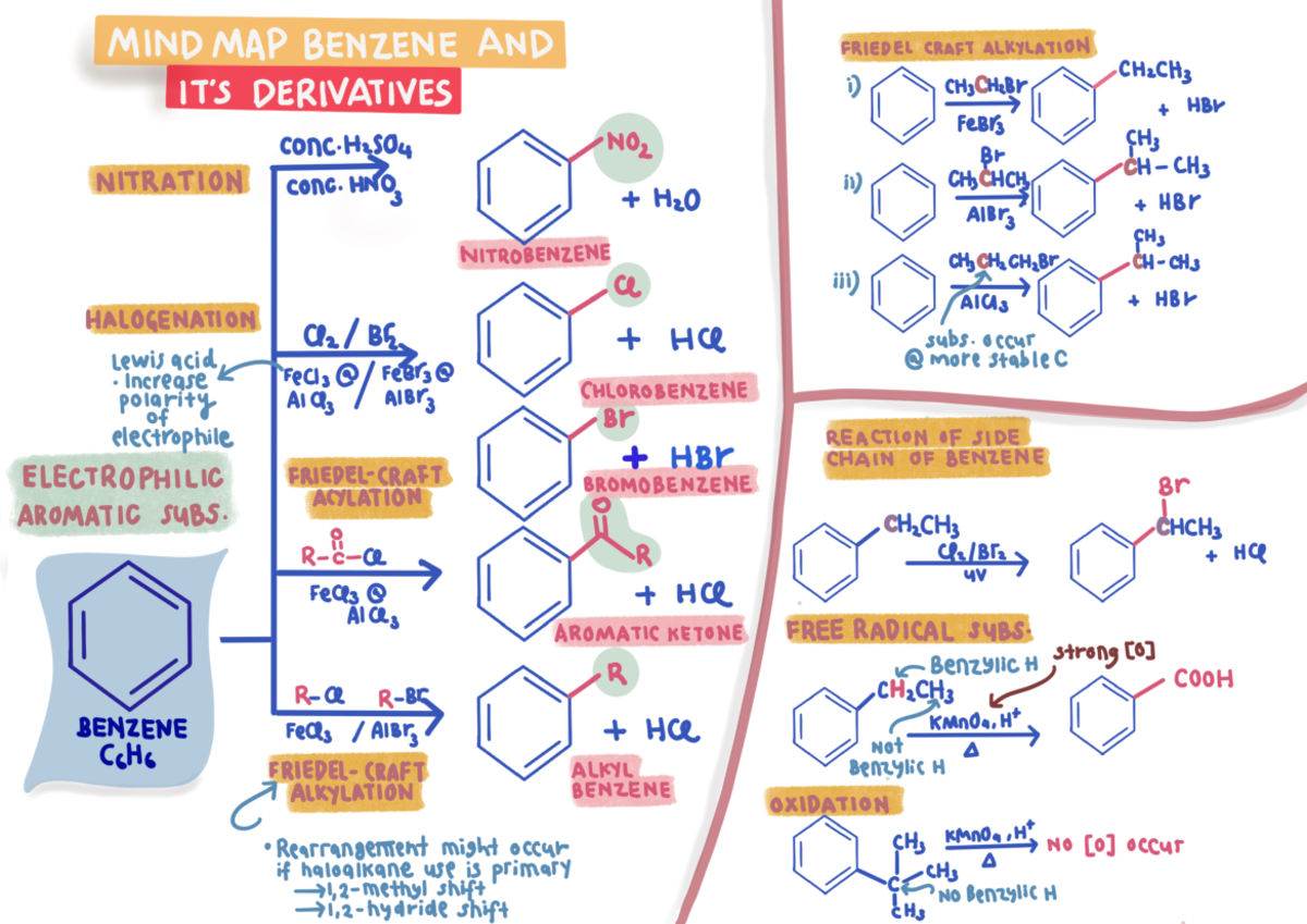 Benzene - Organic Chemistry - MIND MAP BENZENE AND FRIEDEL CRAFT ...