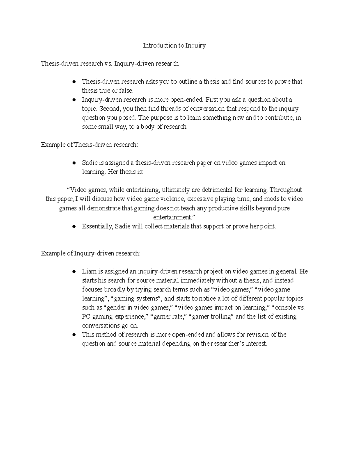 Peer Group Activity 2 - Just coursework - Introduction to Inquiry ...