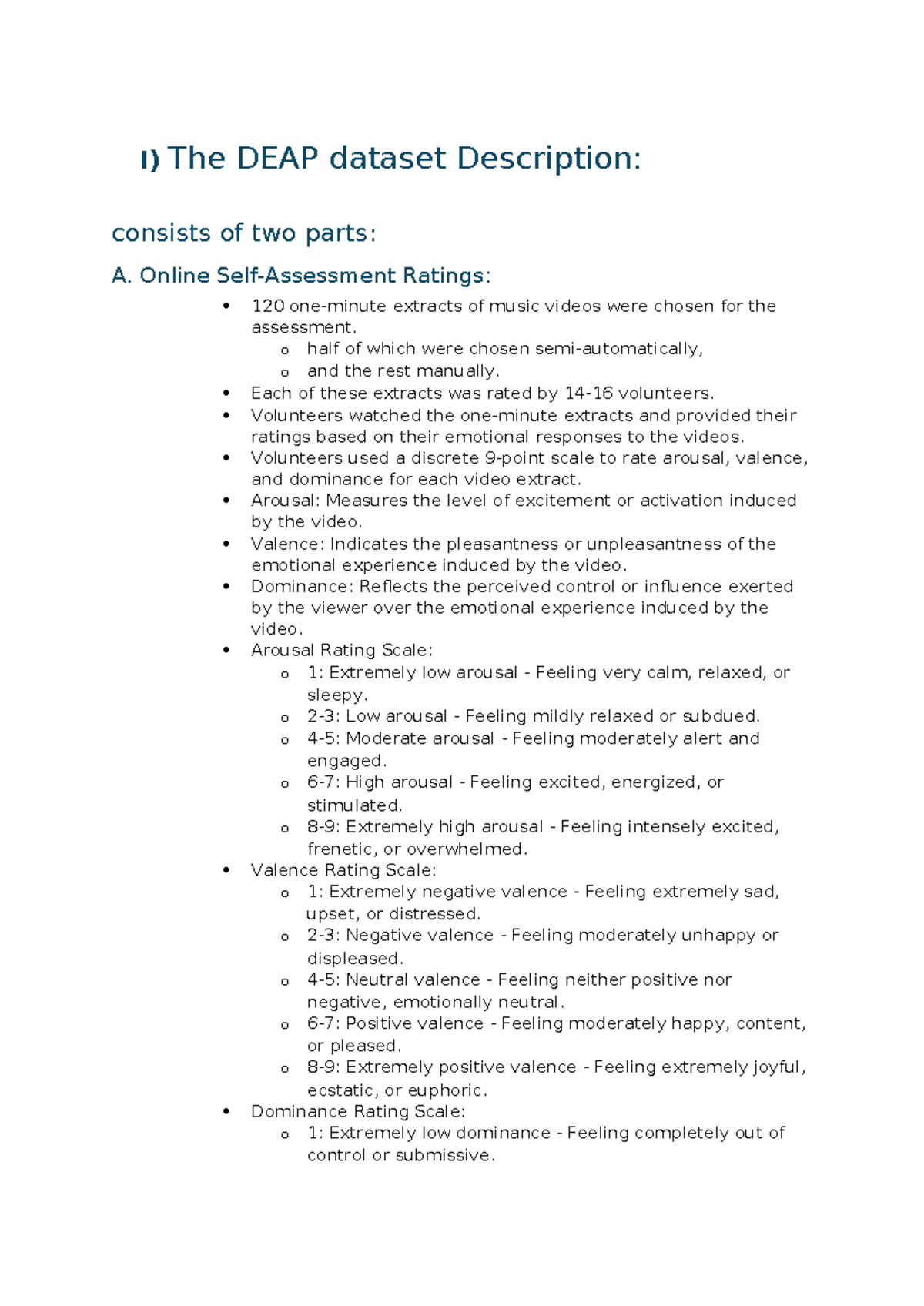 Deap Dataset Description at Sam Moonlight blog