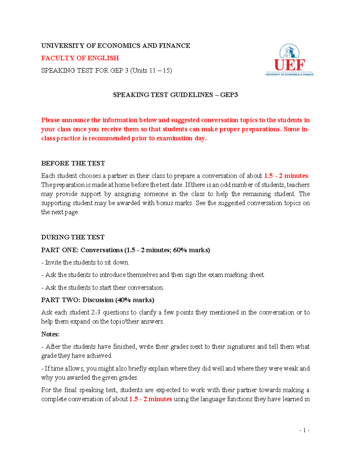 GEP 3 Speaking Sep 2021 updated - 1 - UNIVERSITY OF ECONOMICS AND ...