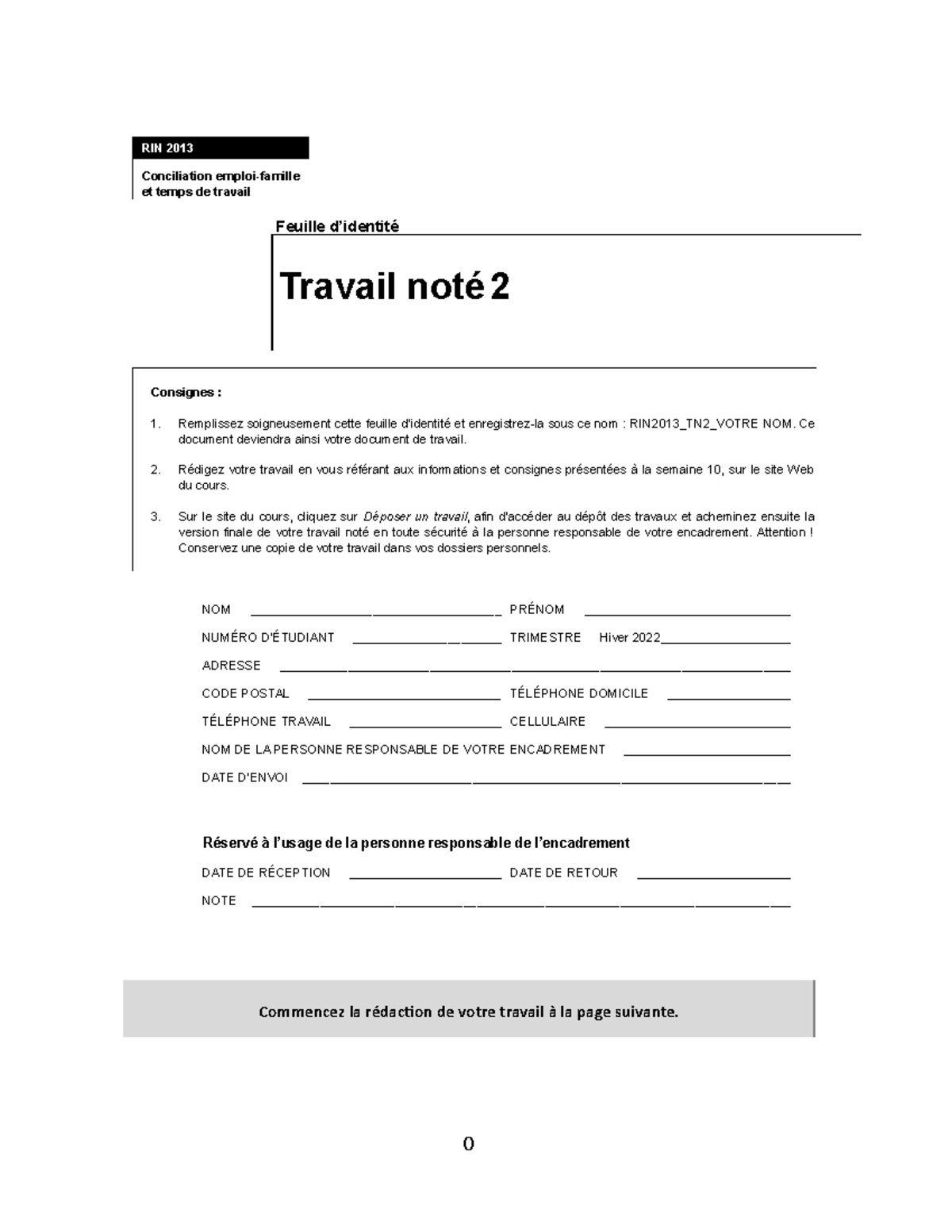 Rin2013 tn2 - travail noté - RIN 2013 Conciliation emploi-famille et ...