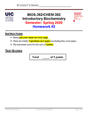 Bio Chem Lecture 13-14 Notes - BIOS 452 Lecture INTRODUCTION TO ENZYMES ...