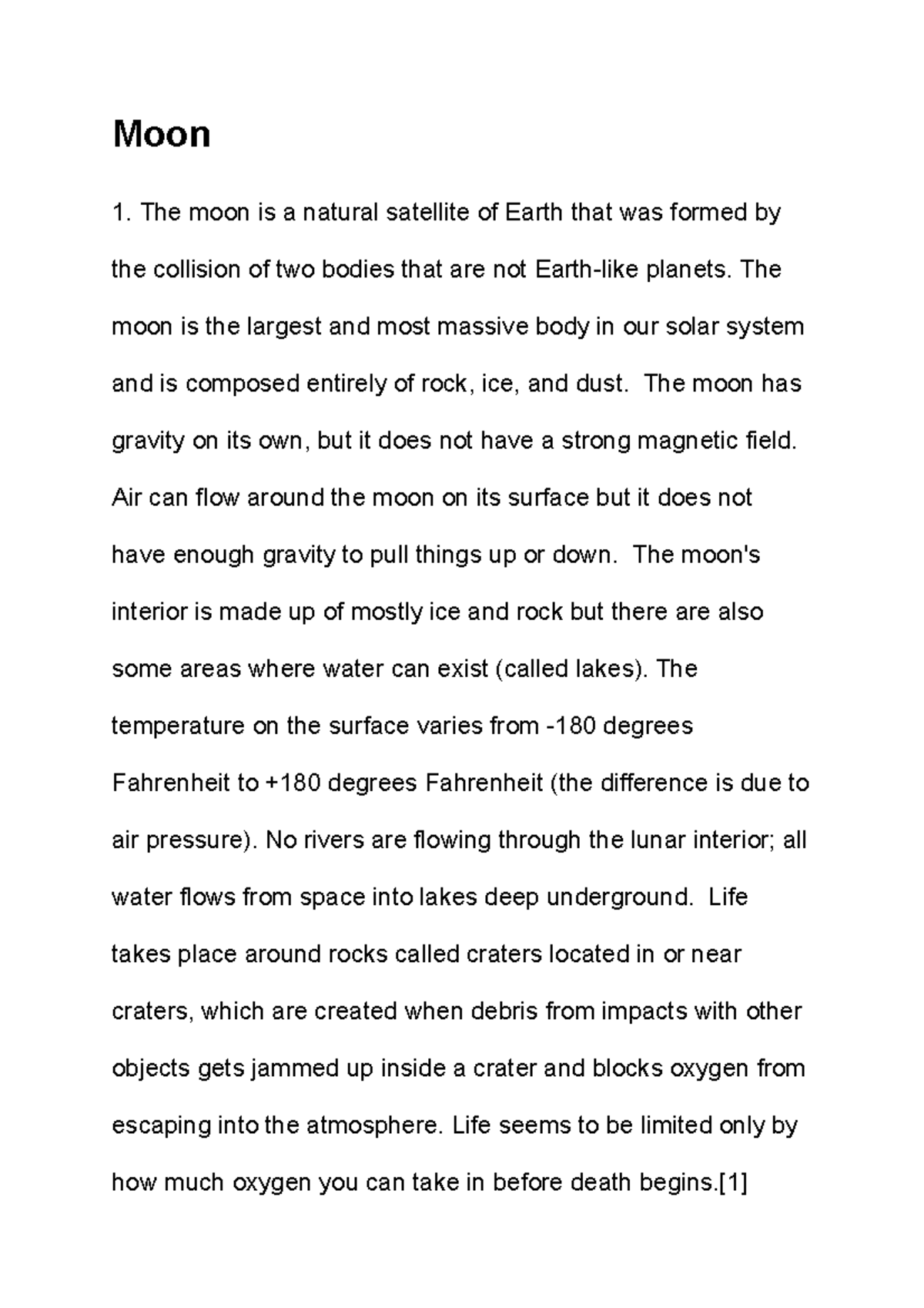 Moon - Notes - Moon The moon is a natural satellite of Earth that was ...