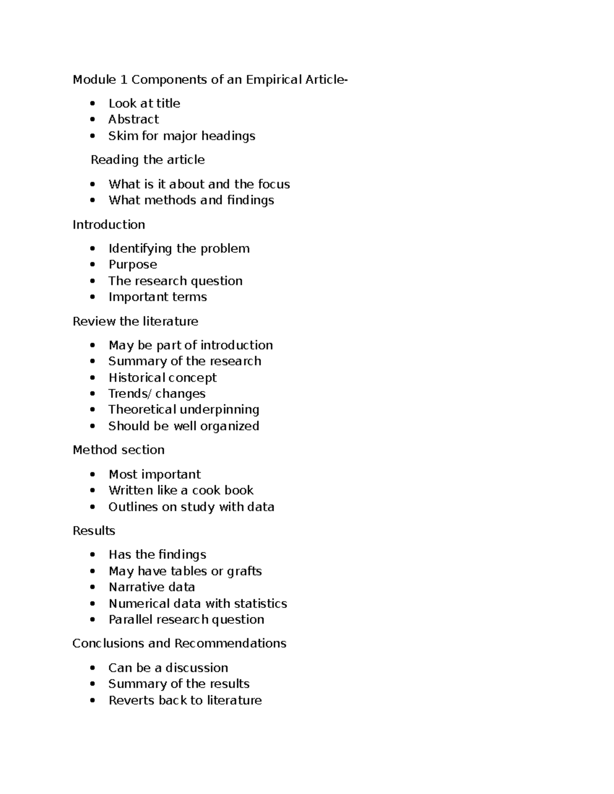 Module 1 Components of an Empirical Article - Module 1 Components of an ...