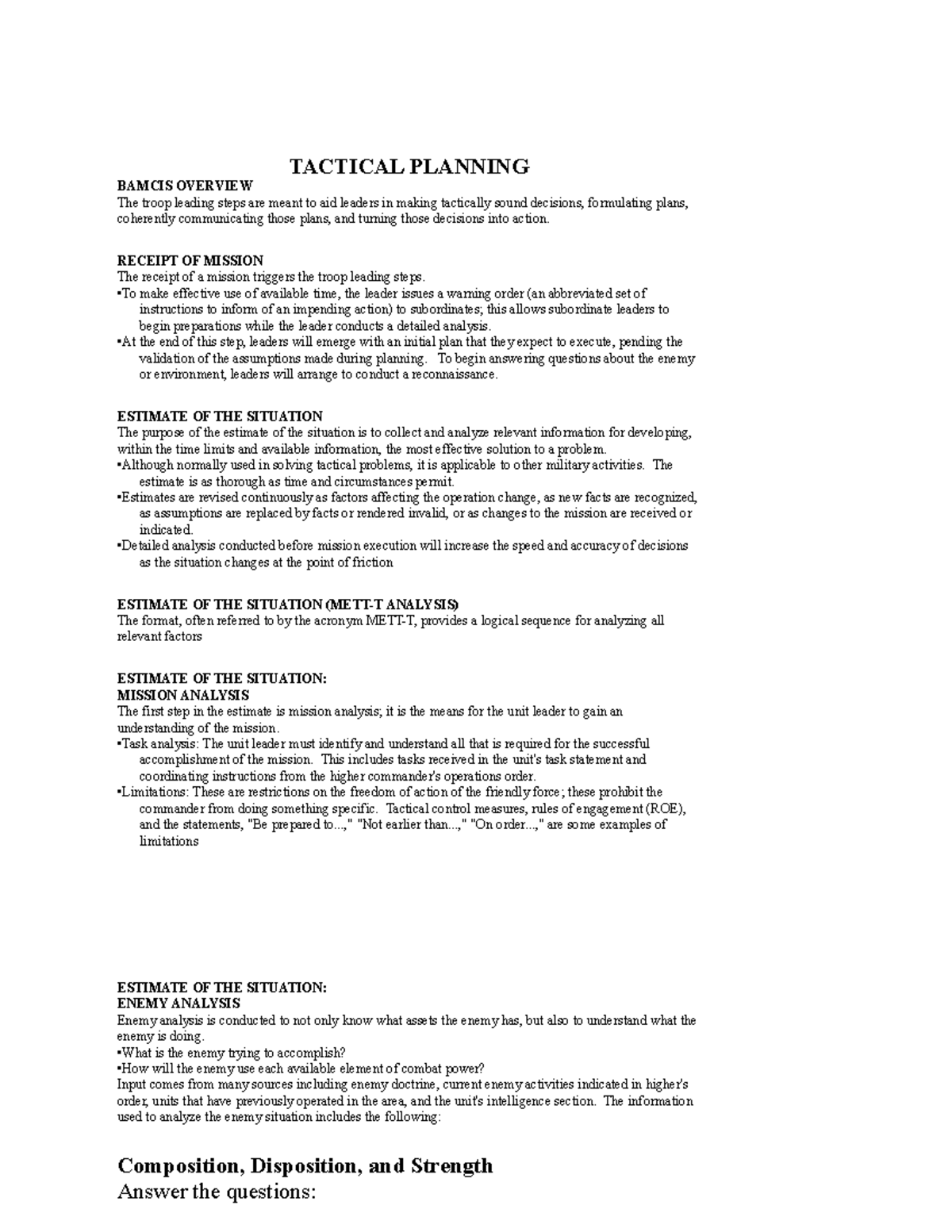 527770024 Cpl s Course Tactical Planning docx - TACTICAL PLANNING ...