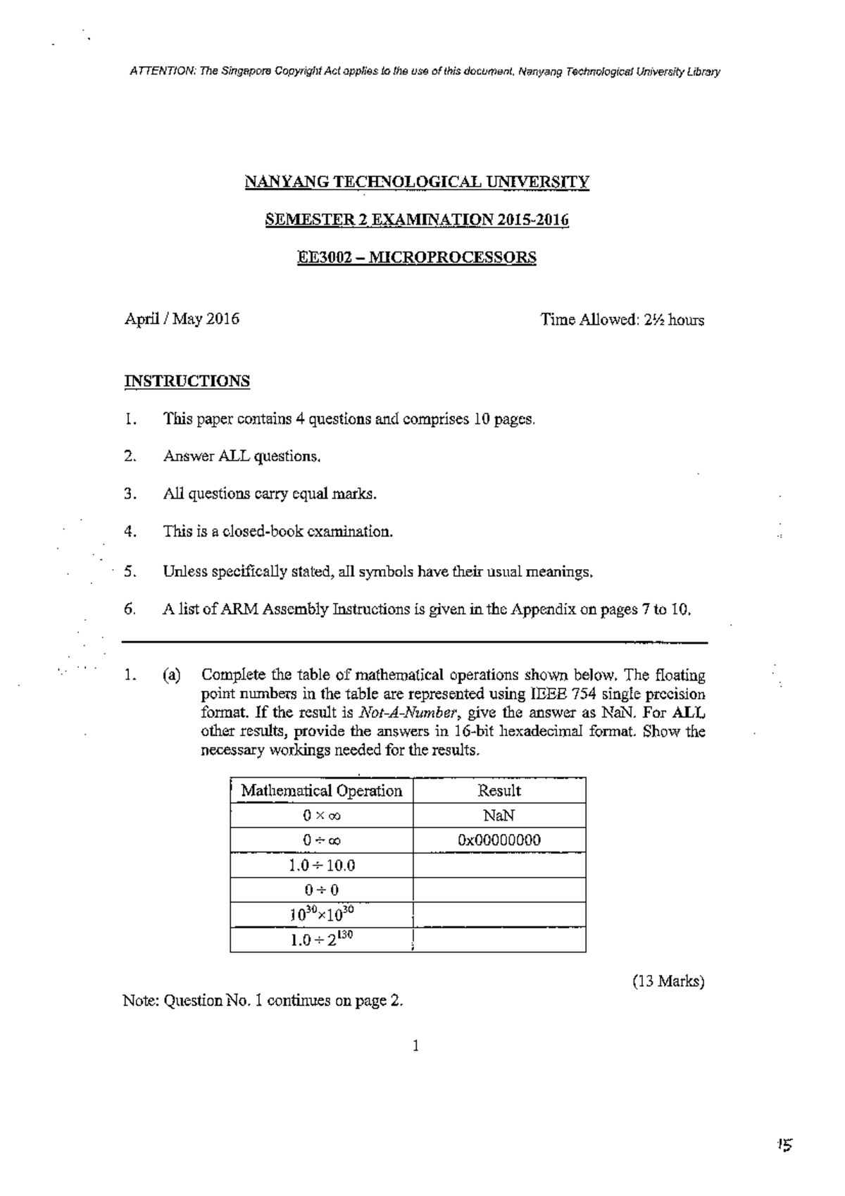 EE3002 1516 S2 all - Pyp with student solution - ATTENTION: The Singapore Copyright Act applies ...