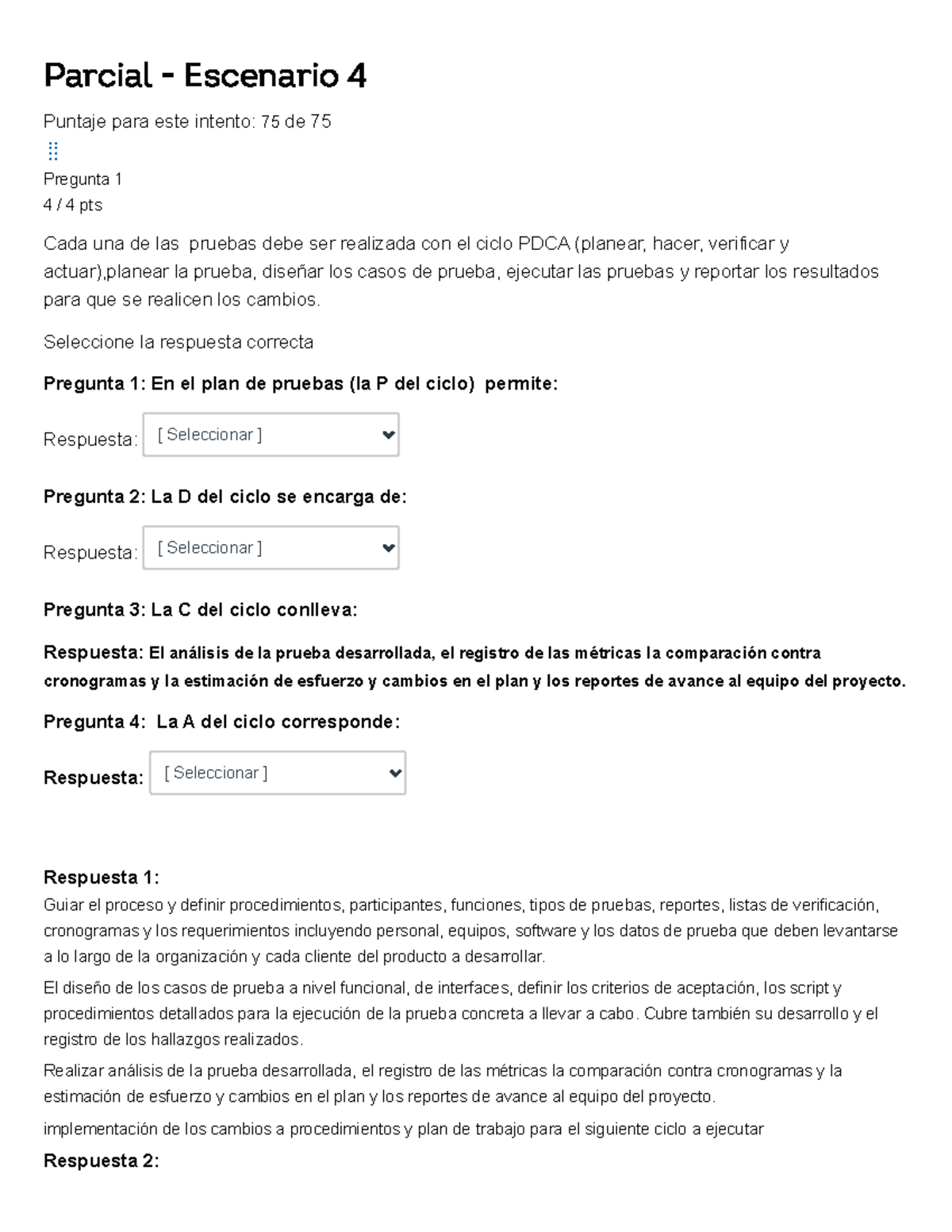 Parcial - Escenario 4 - Pruebas Y Calidad DE Software - Parcial - Escenario 4 Puntaje para este ...