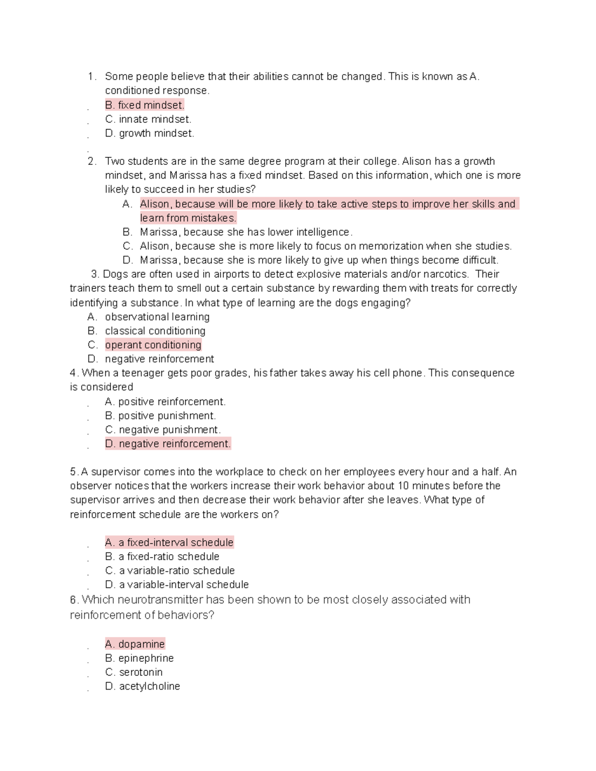 Chapter 5 homework - Review Questions - Some people believe that their abilities cannot be ...