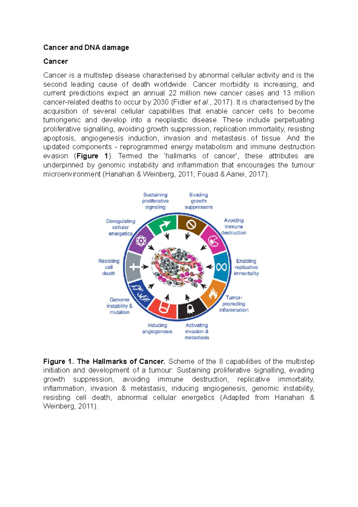 Cancer and DNA damage - Cancer and DNA damage Cancer Cancer is a ...