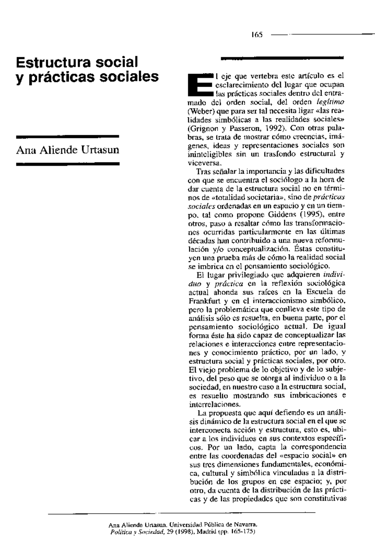 Estructuras sociales y practicas sociales - 165 Estructura social y ...