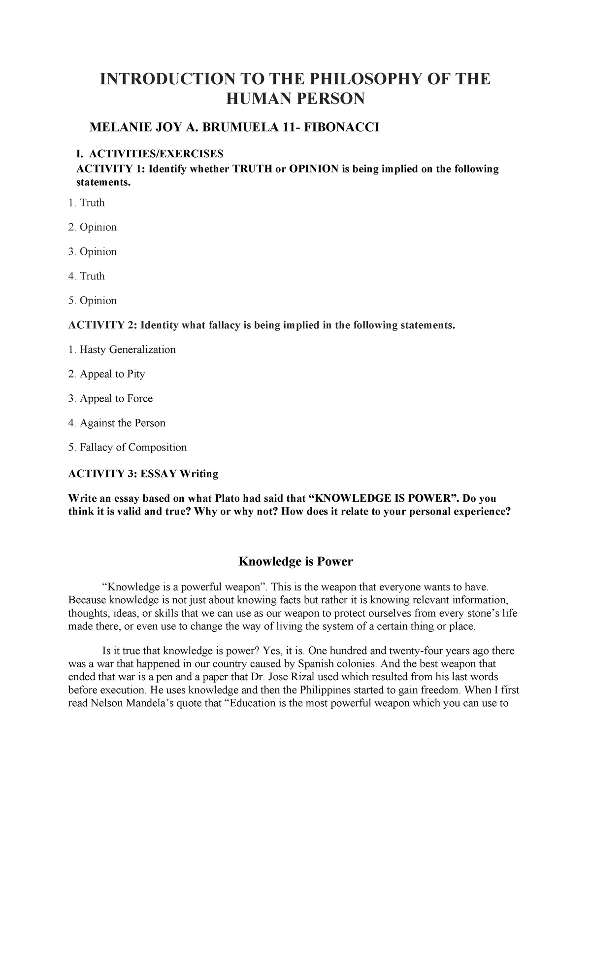 Introduction TO Philo WEEK 3-4 - INTRODUCTION TO THE PHILOSOPHY OF THE ...