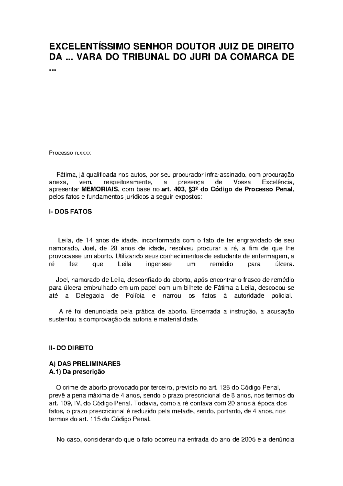 Atividade X - EXCELENTÍSSIMO SENHOR DOUTOR JUIZ DE DIREITO DA ... VARA ...