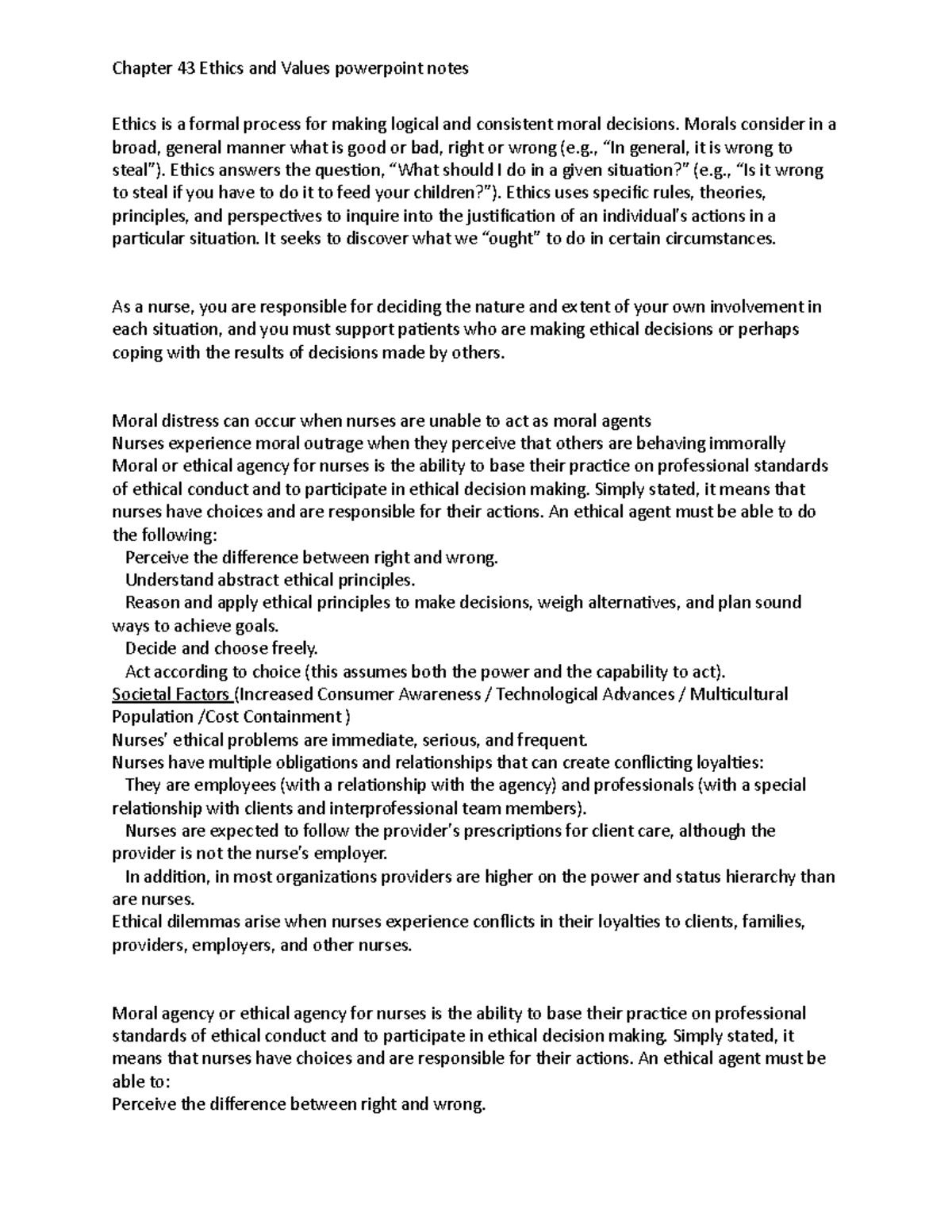 Chapter 43 Ethics And Values Notes Ethics Is A Formal Process For Chapter 43 Ethics And Values Notes Ethics Is A Formal Process For