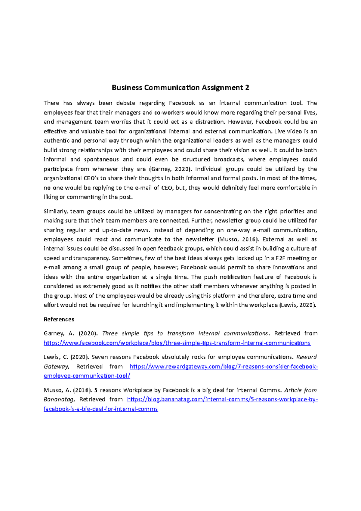 Business Communication Assignment 2 - Business Communication Business ...
