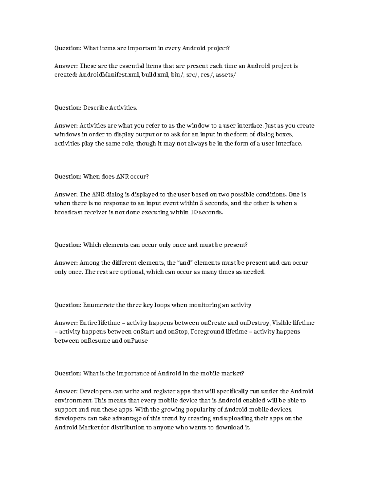 Interterminal perfecter sulphinyl - Question: What items are important in every Android project ...