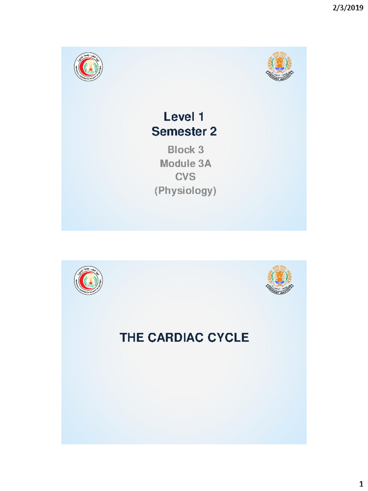 CVS, Physiol., L.4 - a lecture note - Level 1 Semester 2 Block 3 Module ...