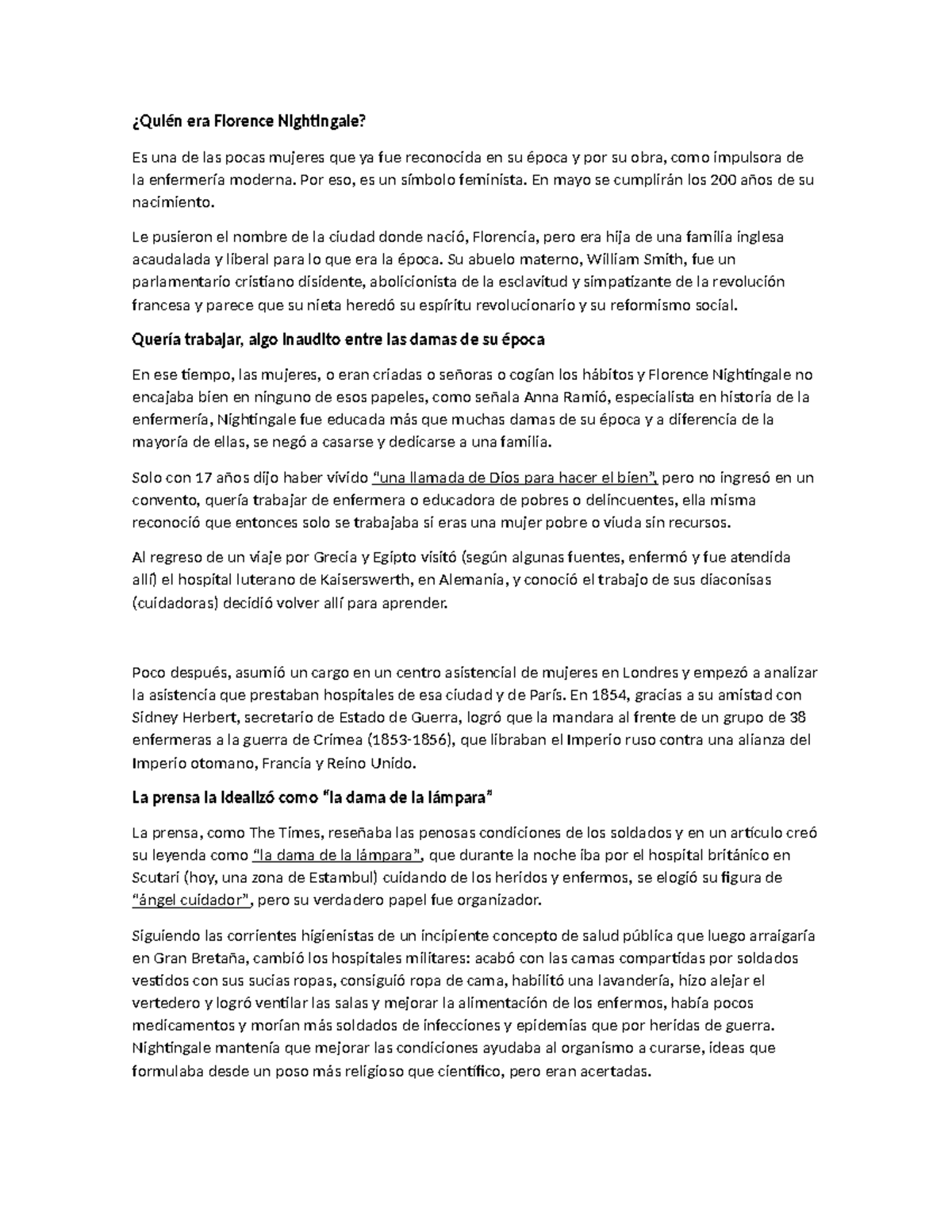 Quién era Florence Nightingale - ¿Quién era Florence Nightingale? Es ...