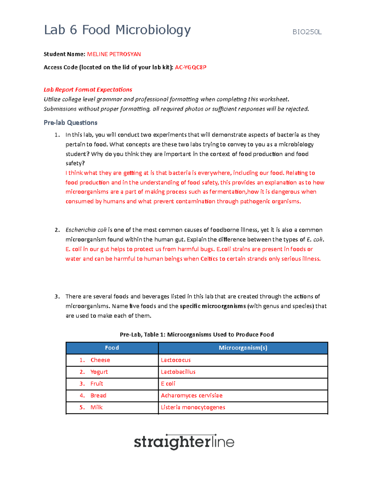 BIO250 Lab 6 MP 99 - Lab worksheet BIO 250 - Student Name: MELINE ...