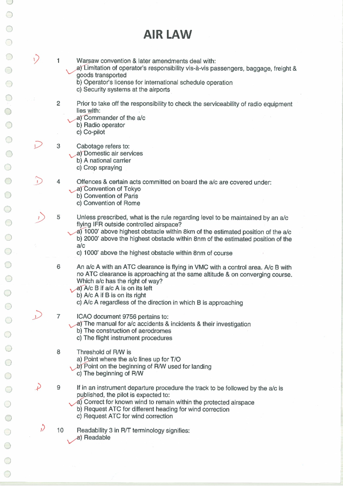 AIR LAW QB - B.Sc Aviation - Bachelor of science - Studocu