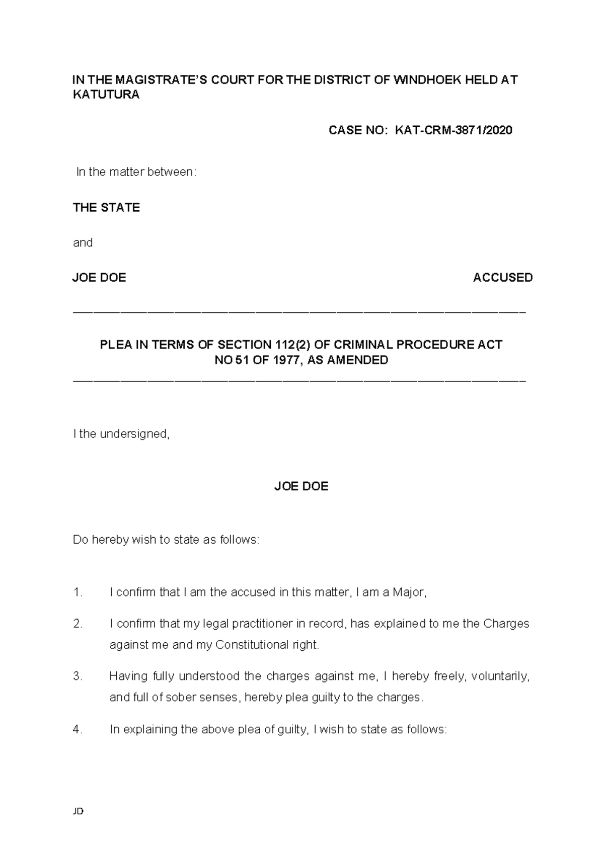 PLEA OF Guilty Statement Latest Ghost - IN THE MAGISTRATE’S COURT FOR ...