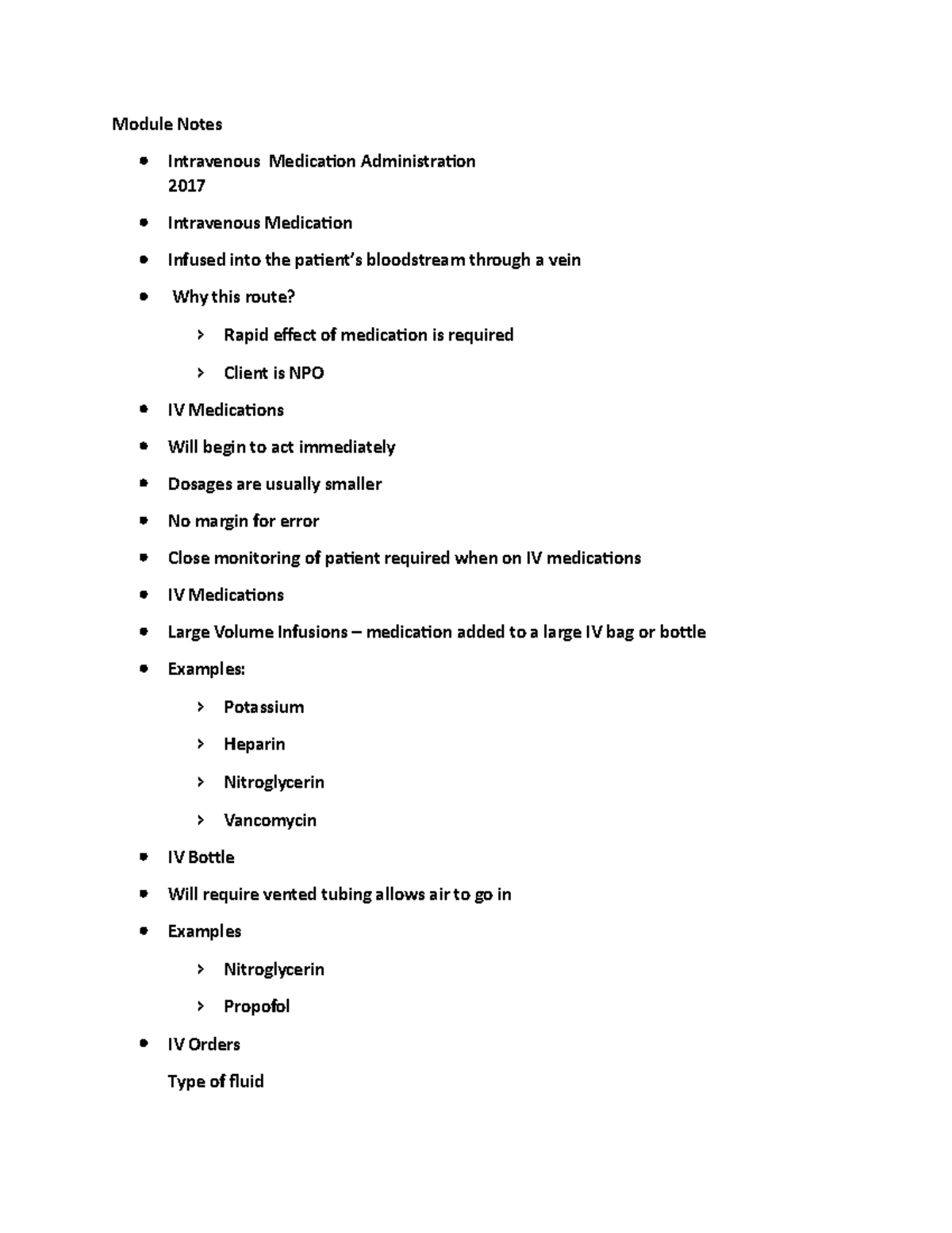 Module 4 Notes.docx IV Med 2018 (2) - Module Notes Intravenous ...