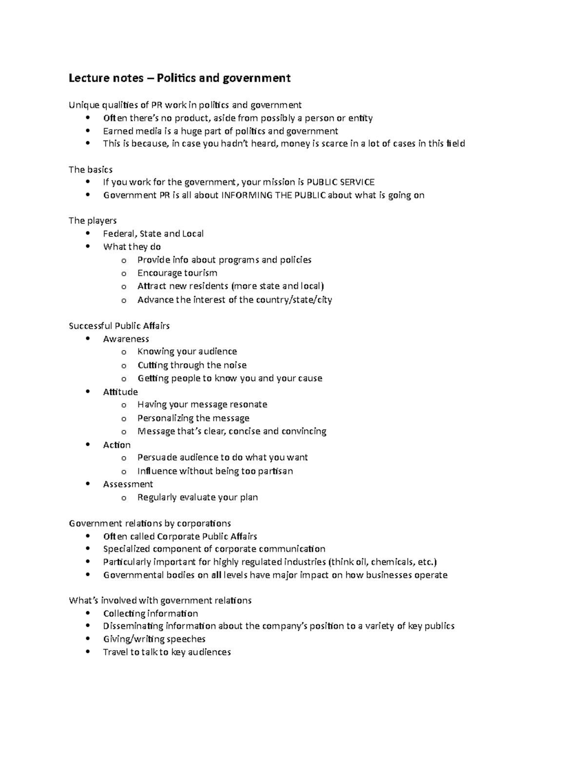 PR notes Politics and Government - Lecture notes – Politics and ...