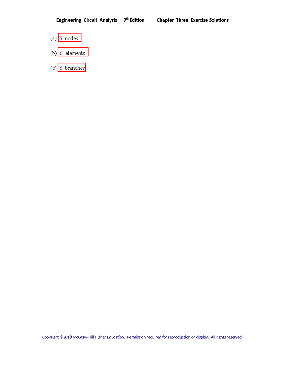 Solutions Ch 03 - 333 - 1. (a) 5 nodes (b) 6 elements (c) 6 branches 2 ...